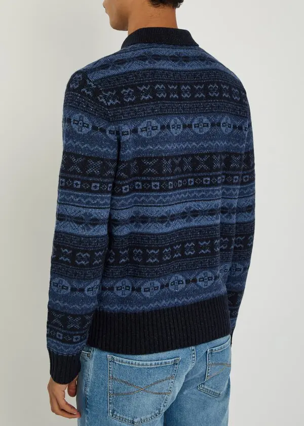 Polo Ralph Lauren Patterned-intarsia Wool-blend Polo Shirt