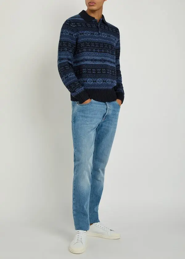 Polo Ralph Lauren Patterned-intarsia Wool-blend Polo Shirt
