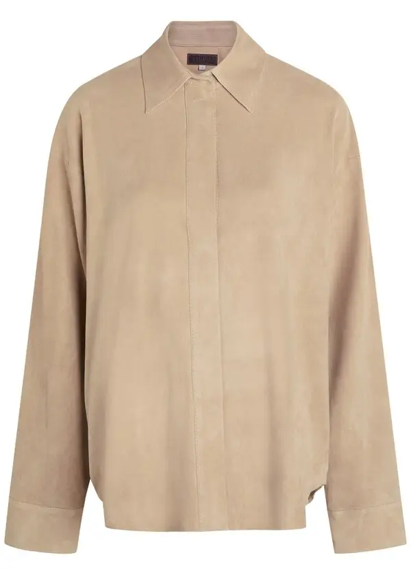 Stouls Simone Oversized Suede Shirt - Beige