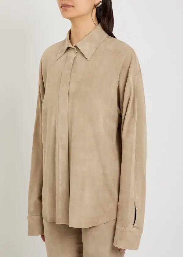 Stouls Simone Oversized Suede Shirt - Beige