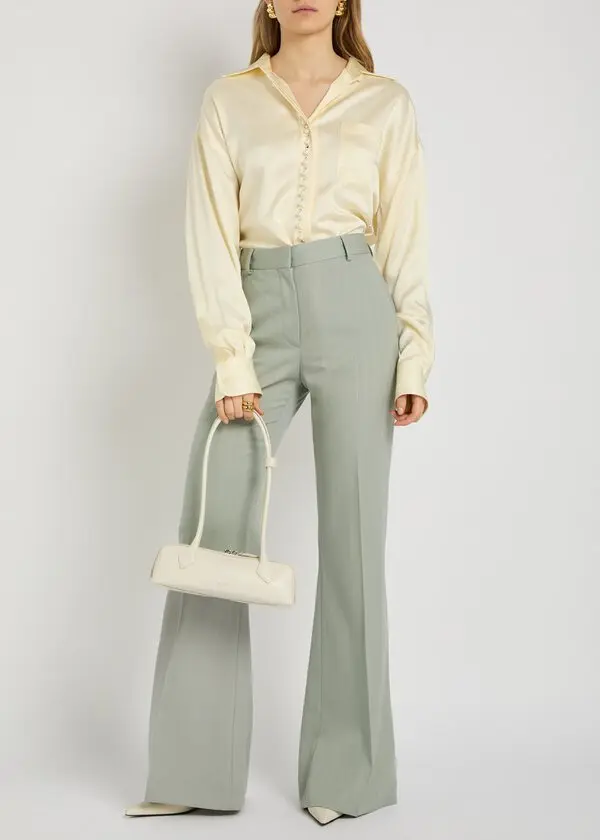 Stella McCartney Bootcut Wool Trousers - Sage