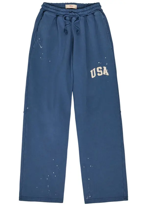 CHERRY LOS ANGELES Usa Appliquéd Cotton Sweatpants - Blue