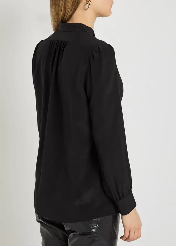 NILI LOTAN Colt Tie-neck Silk Blouse - Black