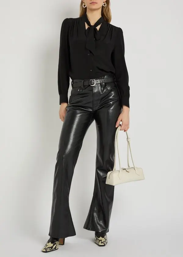 NILI LOTAN Colt Tie-neck Silk Blouse - Black