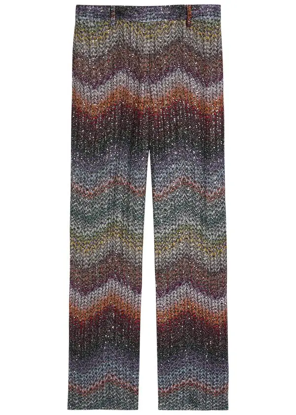 Missoni Sequin-embellished Zigzag Knit Trousers - Multicoloured 1