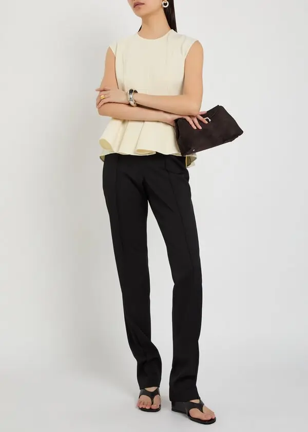 Another Tomorrow Slim-leg Stretch-wool Trousers - Black