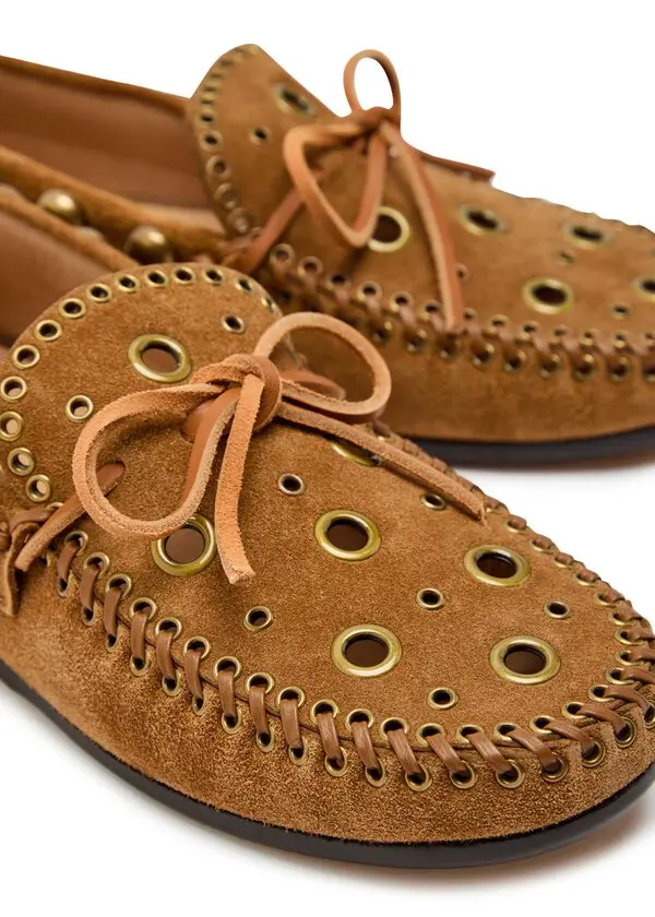 Isabel Marant Étoile Fitza Studded Suede Loafers - Tan