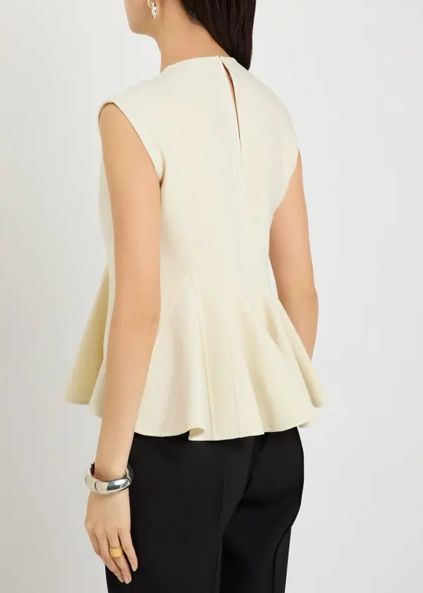 Another Tomorrow Double Face Flared-hem Stretch-wool Top