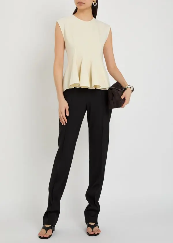 Another Tomorrow Double Face Flared-hem Stretch-wool Top