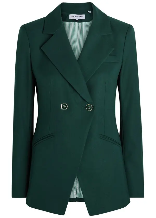 Veronica Beard Amos Double-breasted Woven Blazer