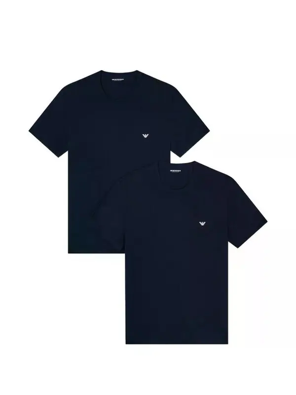 Emporio Armani Short Sleeve T-shirts 2-pack In Stretch Cotton Essential - Blue