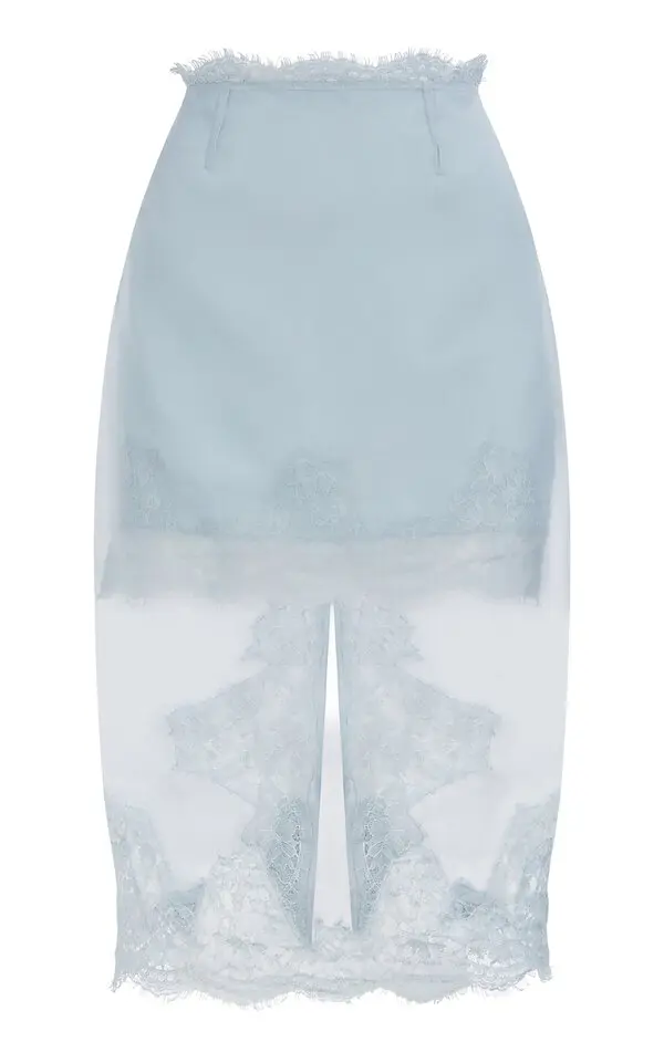 Aje Ophelia Silk Lace Midi Skirt - Blue