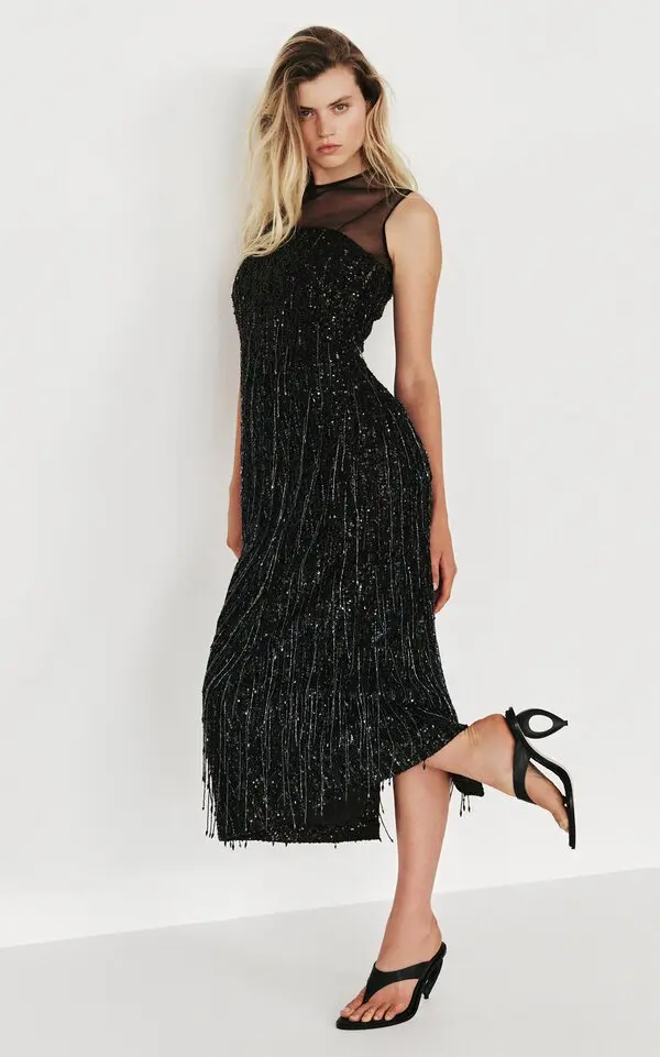 Aje Amulet Sequin Midi Dress