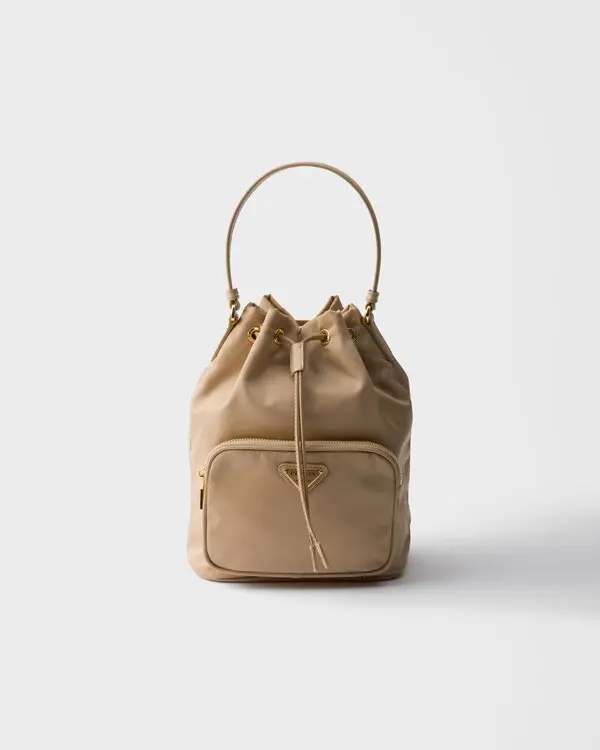 Prada Duet Re-nylon Bucket Bag - Camel Brown