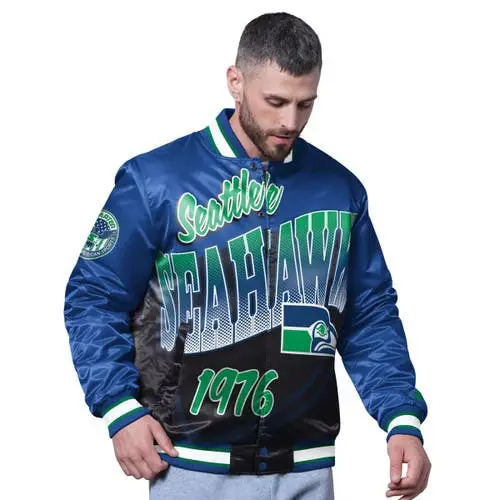 STARTER Seattle Seahawks Retro Pass Rush Varsity Jacket