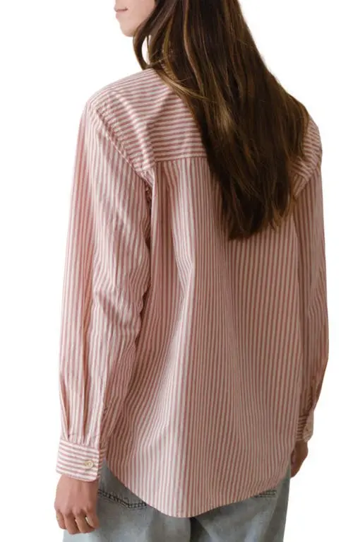 Marine Layer Jane California Relaxed Striped Shirt - Rust Stripe