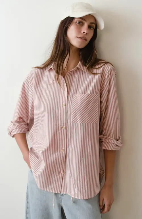 Marine Layer Jane California Relaxed Striped Shirt - Rust Stripe