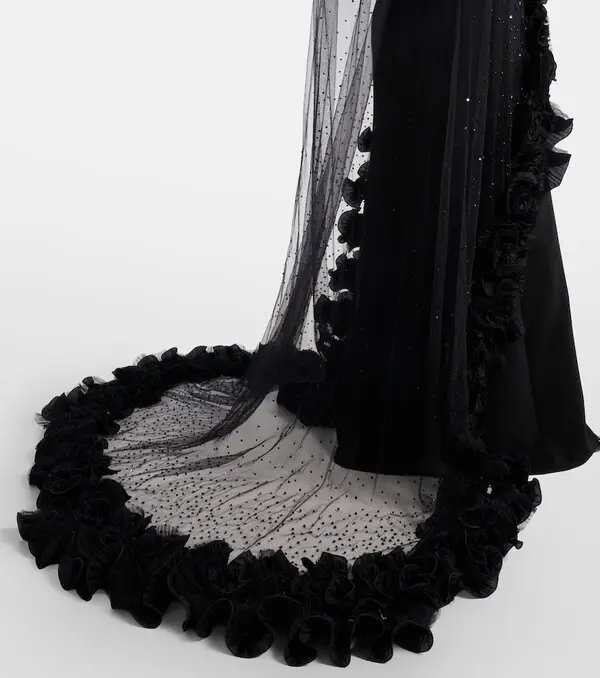 Jenny Packham Ruffled Caped Gown