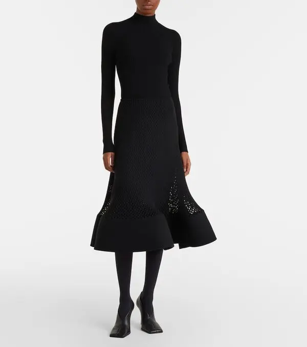 Alaïa Open-knit Wool-blend Midi Skirt