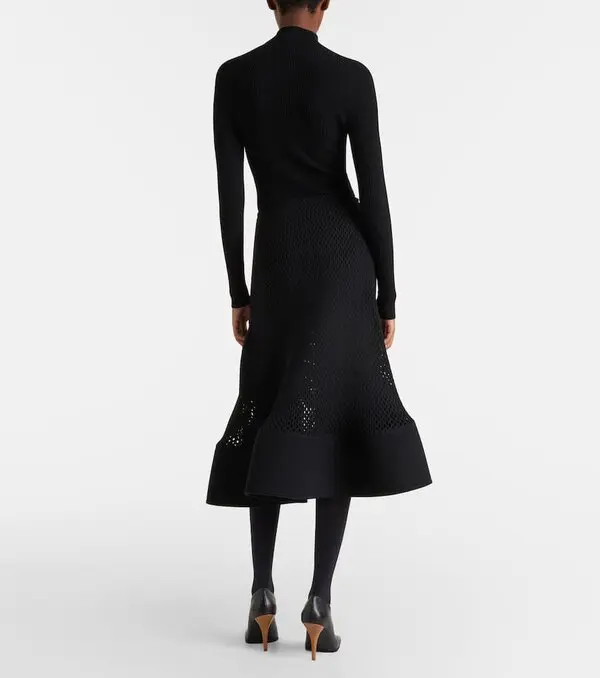 Alaïa Open-knit Wool-blend Midi Skirt