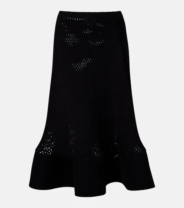 Alaïa Open-knit Wool-blend Midi Skirt - Black