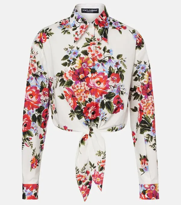 Dolce & Gabbana Floral Cropped Cotton Shirt - Multicoloured