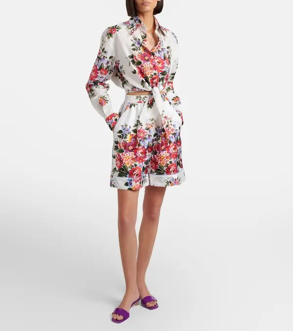 Dolce & Gabbana Floral Cropped Cotton Shirt - Multicoloured