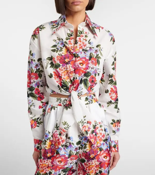 Dolce & Gabbana Floral Cropped Cotton Shirt - Multicoloured