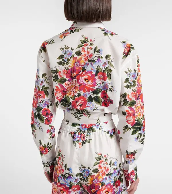 Dolce & Gabbana Floral Cropped Cotton Shirt - Multicoloured