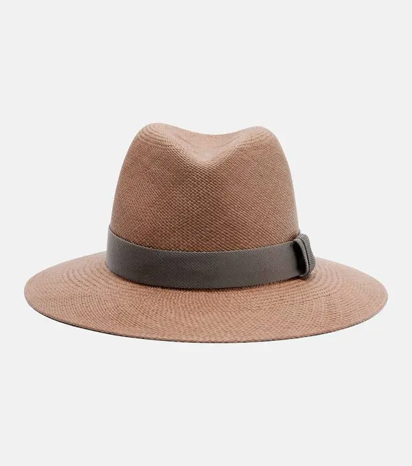 Brunello Cucinelli Straw Fedora Hat - Brown