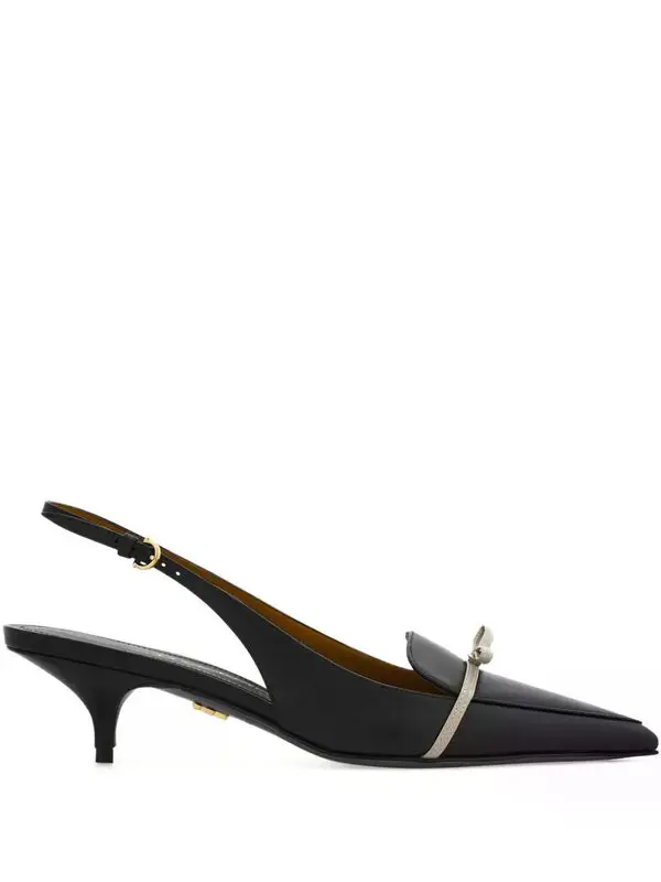 FERRAGAMO Pointed Bow-detail Slingback Pumps - Black