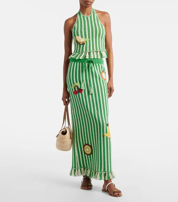 ALEMAIS Alémais Sundae Crochet Embroidered Maxi Skirt