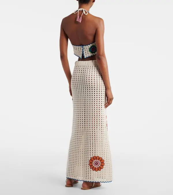 ALEMAIS Alémais Elma Crochet Embroidered Maxi Skirt
