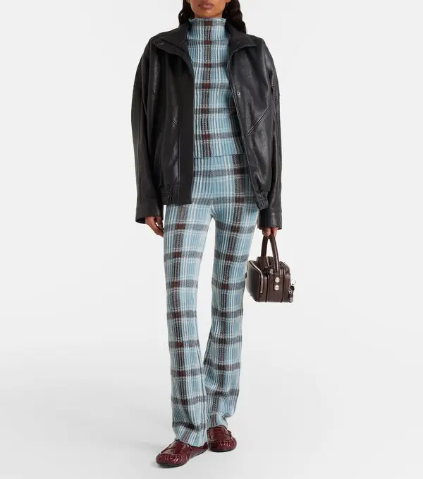 Acne Studios Checked Wool-blend Slim Pants - Blue