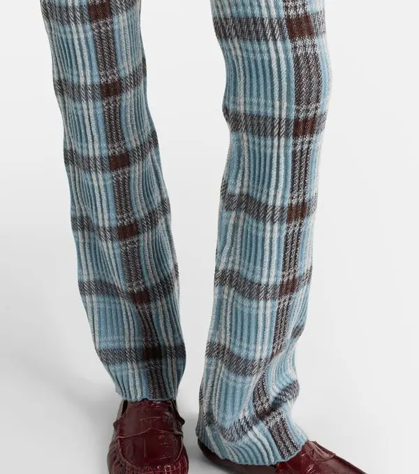 Acne Studios Checked Wool-blend Slim Pants - Blue