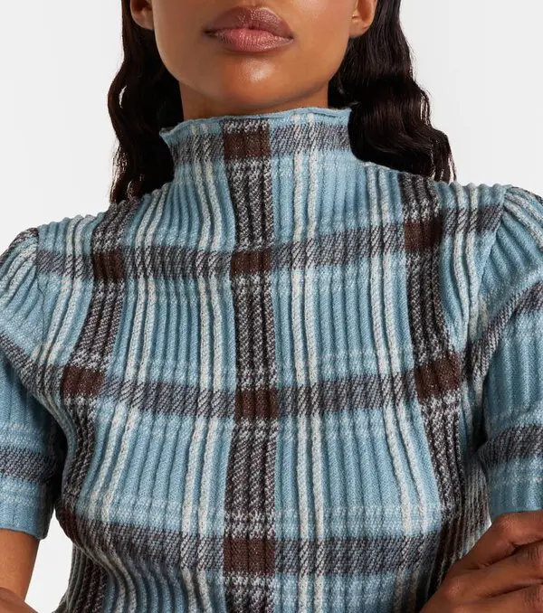 Acne Studios Kosa Checked Wool-blend Top