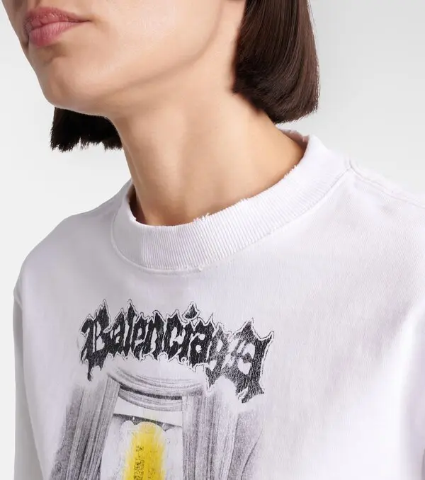 Balenciaga Cropped Cotton Jersey T-shirt