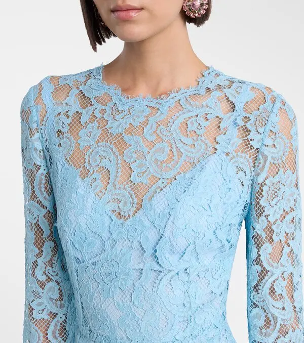 Dolce & Gabbana Cotton-blend Lace Cocktail Dress - Blue