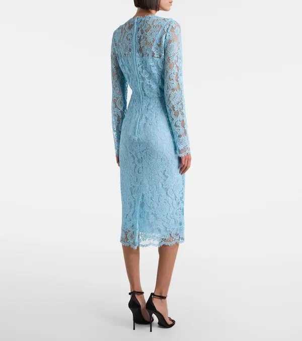 Dolce & Gabbana Cotton-blend Lace Cocktail Dress - Blue