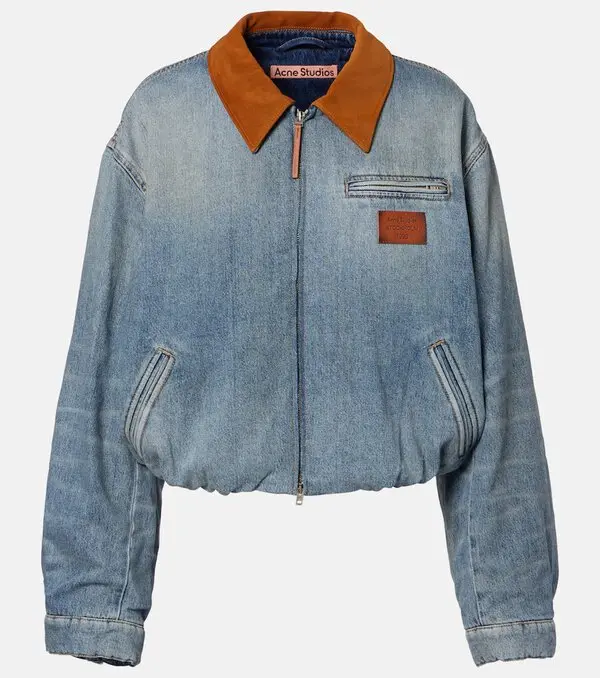 Acne Studios Okra Suede-trimmed Denim Blouson Jacket - Blue