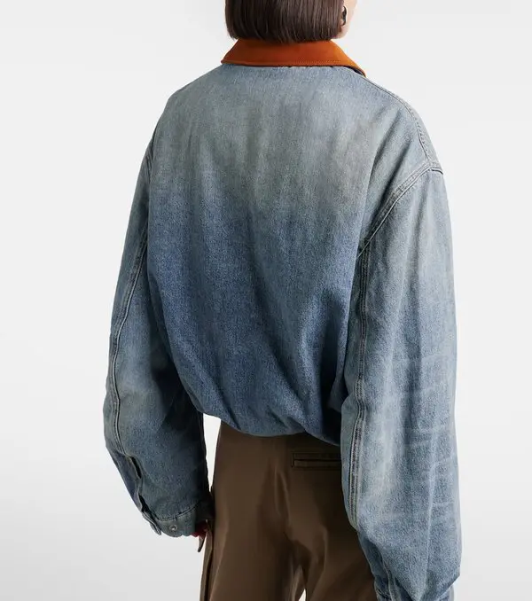 Acne Studios Okra Suede-trimmed Denim Blouson Jacket - Blue