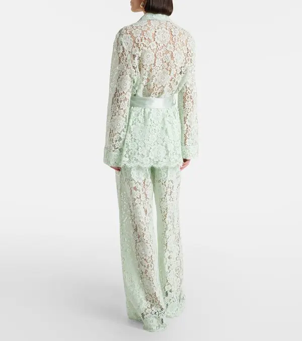 Dolce & Gabbana Lace Wide-leg Pants - Green
