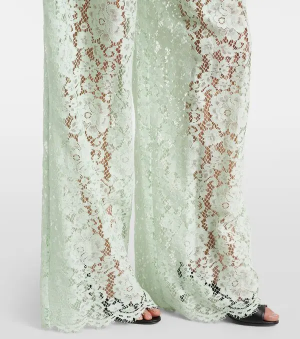 Dolce & Gabbana Lace Wide-leg Pants - Green