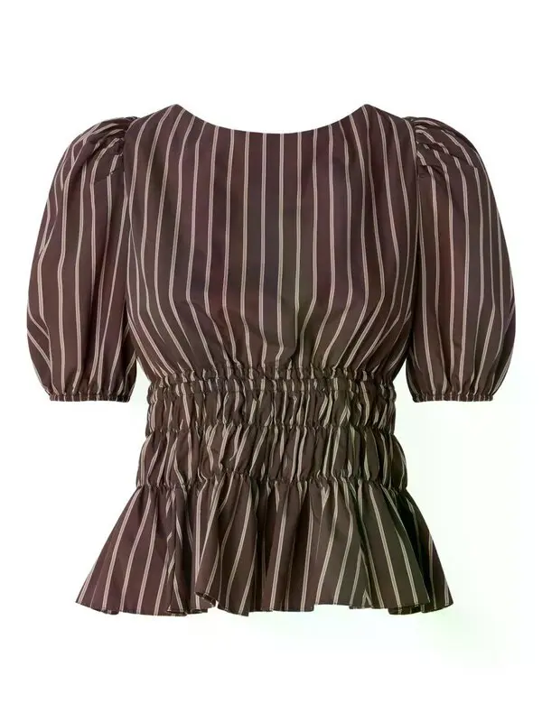 Pinko Striped Ruched Blouse - Brown