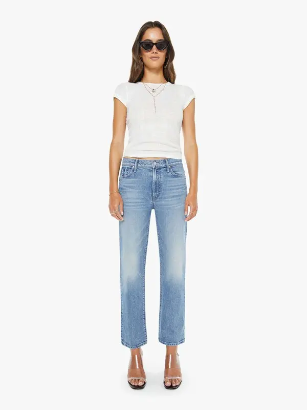 MOTHER The Kick It Ankle Birds Gone Wild Jeans - Light Blue