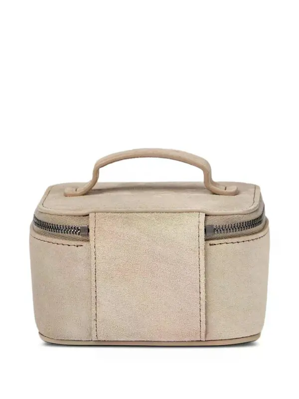 Brunello Cucinelli Suede Small Jewelry Box With Shiny Zipper Pull