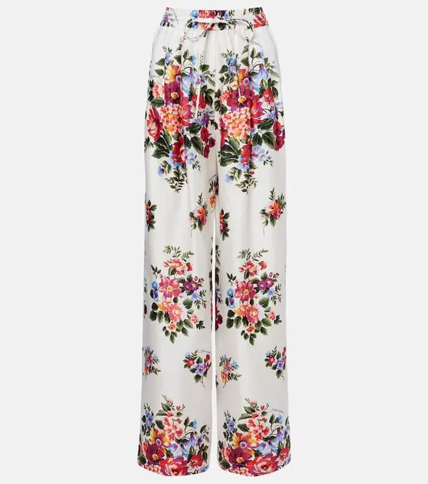 Dolce & Gabbana Floral Silk Wide-leg Pants