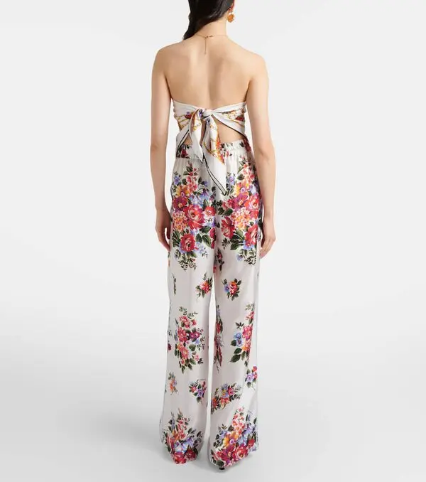 Dolce & Gabbana Floral Silk Wide-leg Pants