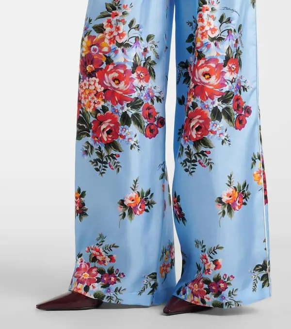 Dolce & Gabbana Floral Silk Wide-leg Trousers