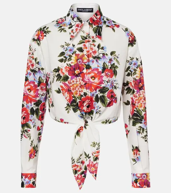 Dolce & Gabbana Floral Cropped Cotton Shirt - Multicoloured